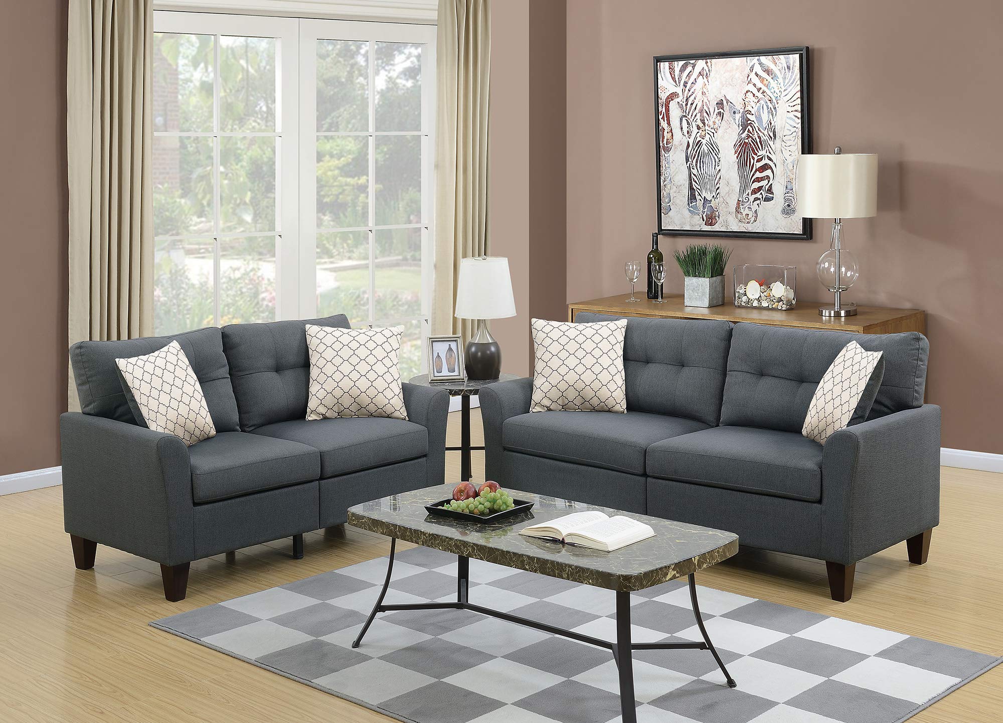 Poundex PDEX- Sofas, CHARCOAL