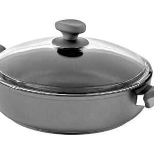 SAFLON Titanium Nonstick 4-Quart Saute Pot with Tempered Glass Lid, 4mm Forged Aluminum with PFOA Free Coating from England