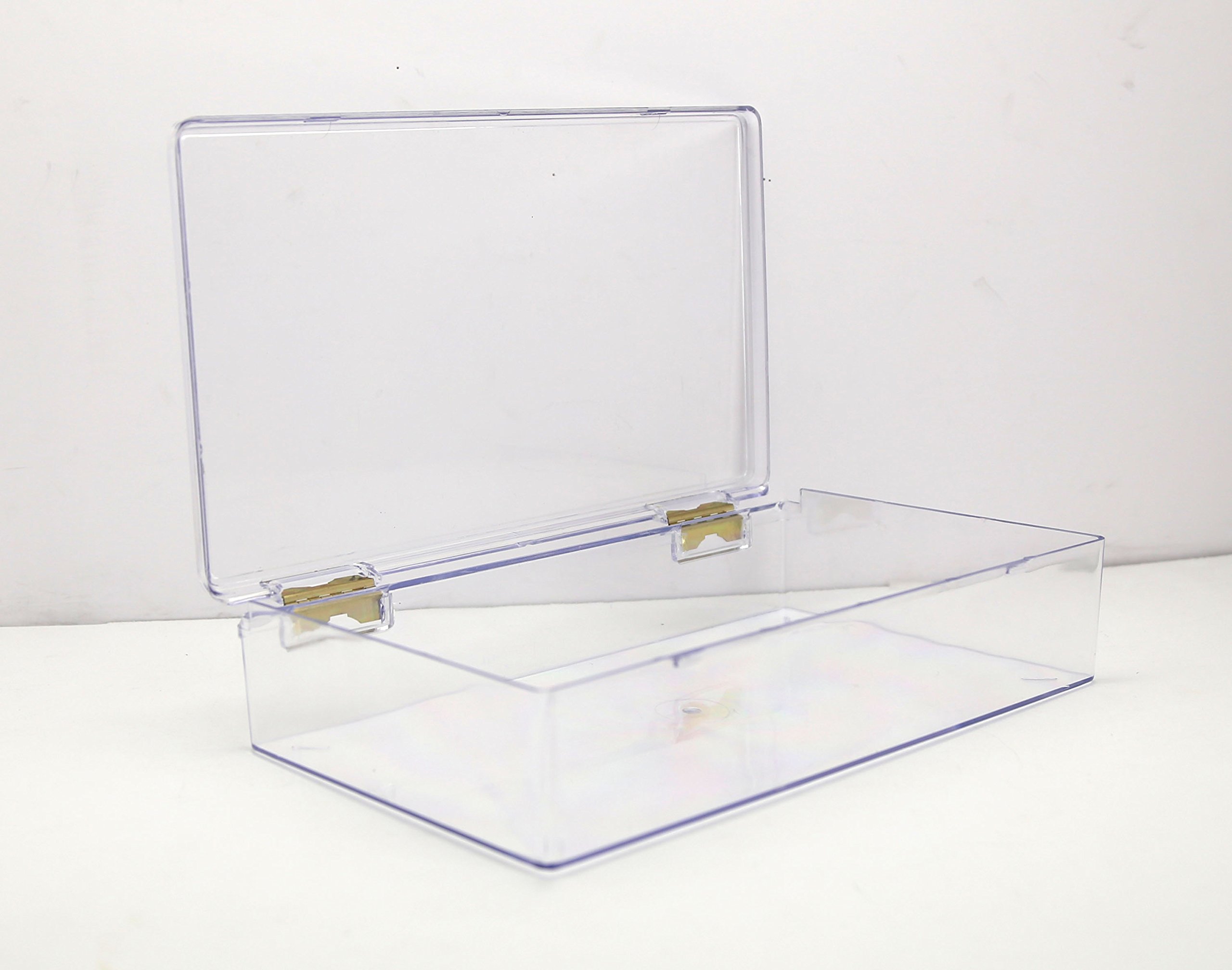 Clear Hinged Plastic Box 10 3/8" L x 6" W x 2" H - 1 Piece Per Pack