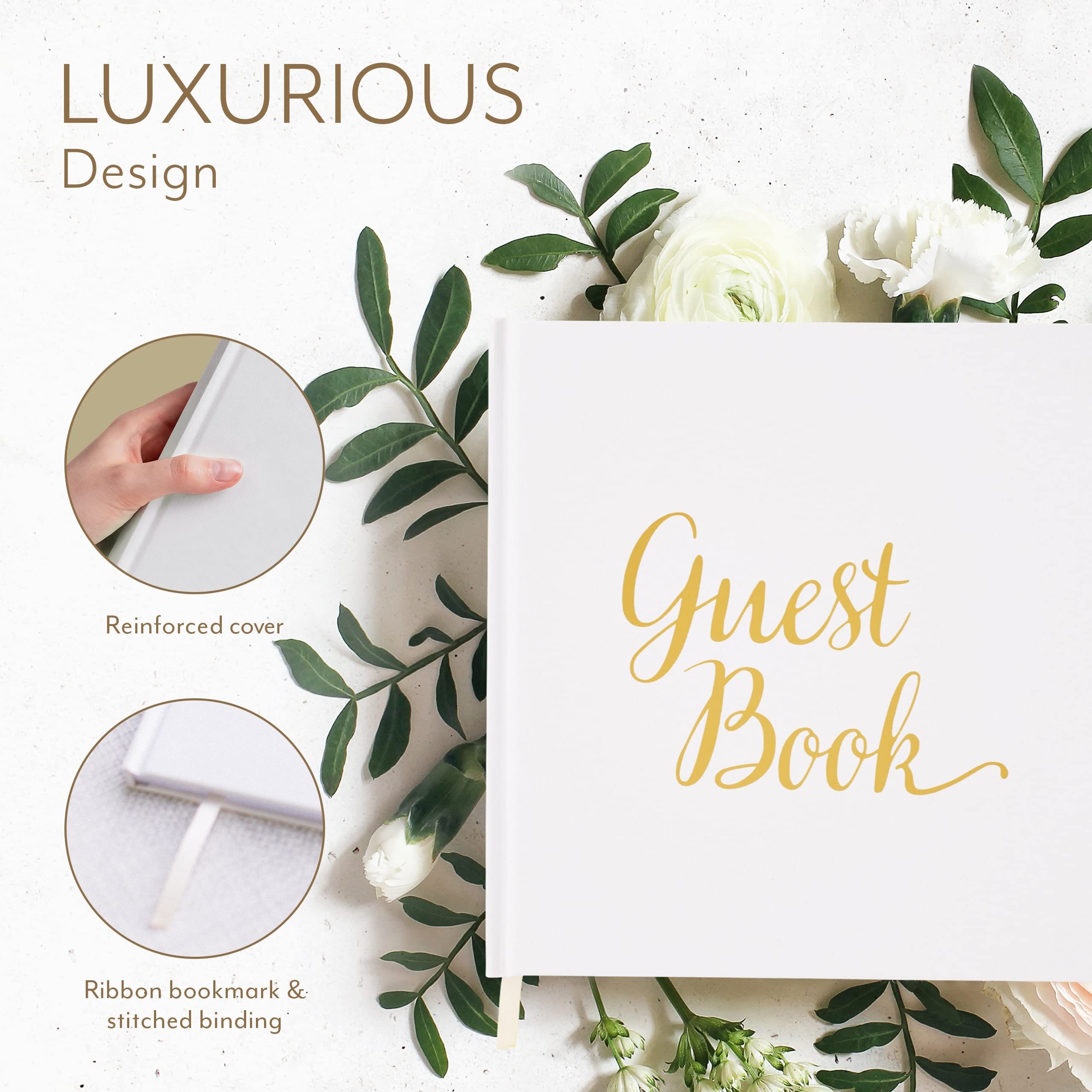 Your Perfect Day Wedding Guest Book - Elegant Guest Book Wedding Reception, Baby Shower Guest Book, Polaroid Guest Book for Wedding and Special Events, Wedding Guest Book Polaroid Pictures (White&Gold)