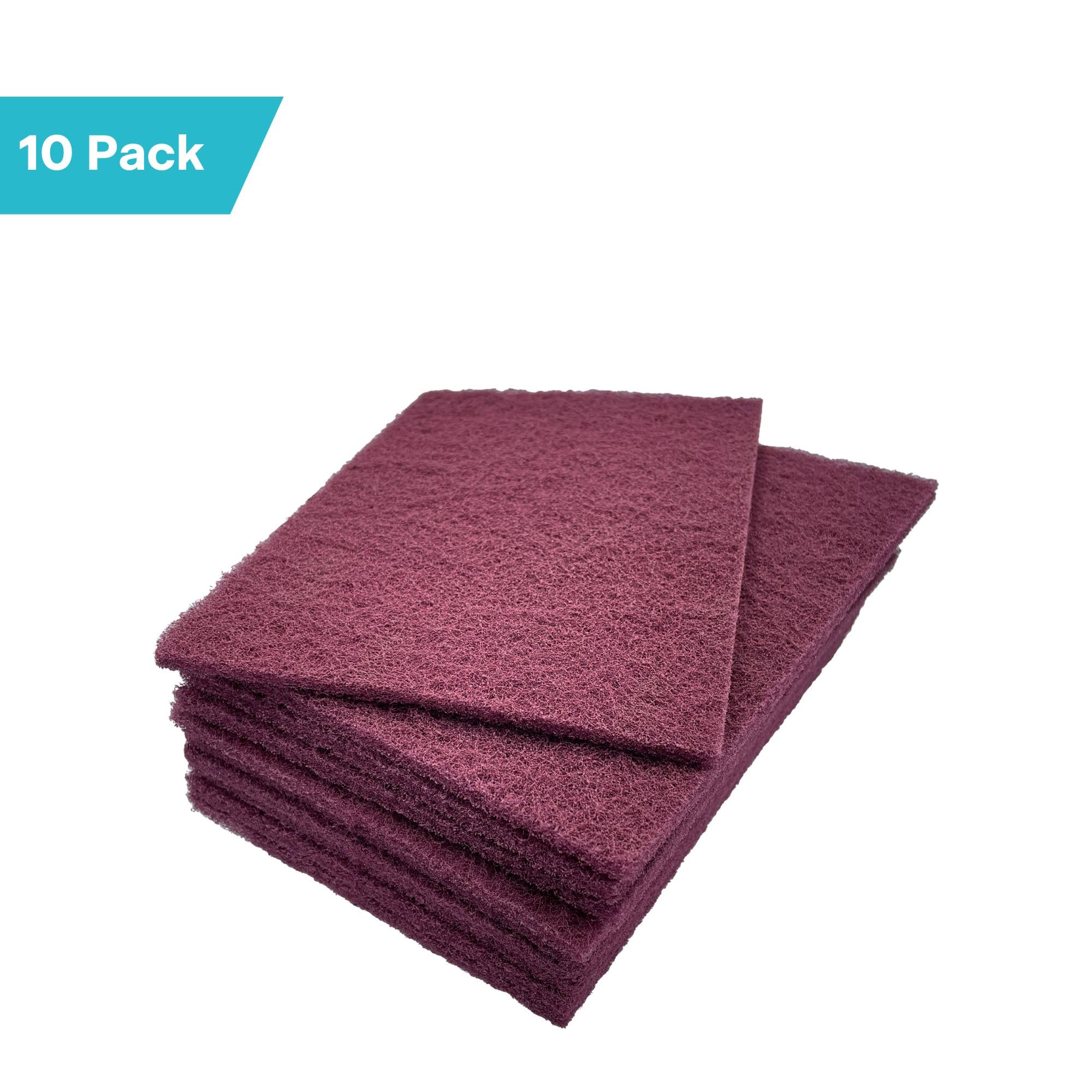 VSM 10-Pack: 6" x 9", Maroon - Very FIne, Non-Woven Hand Pad, Aluminum Oxide Grains, Rust and Oxidation Resistant, Multipurpose Abrasive Scrub Pad for Finishing and Cleaning