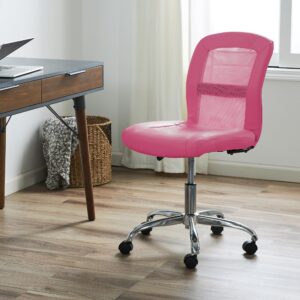 Serta Essential Armless Desk Chair Small TaskChair with Wheels, Breathable Mesh Back, SertaQuality Foam Cushion Seat for Comfort, Functional, Lightweight and Versatile, Task, Pink