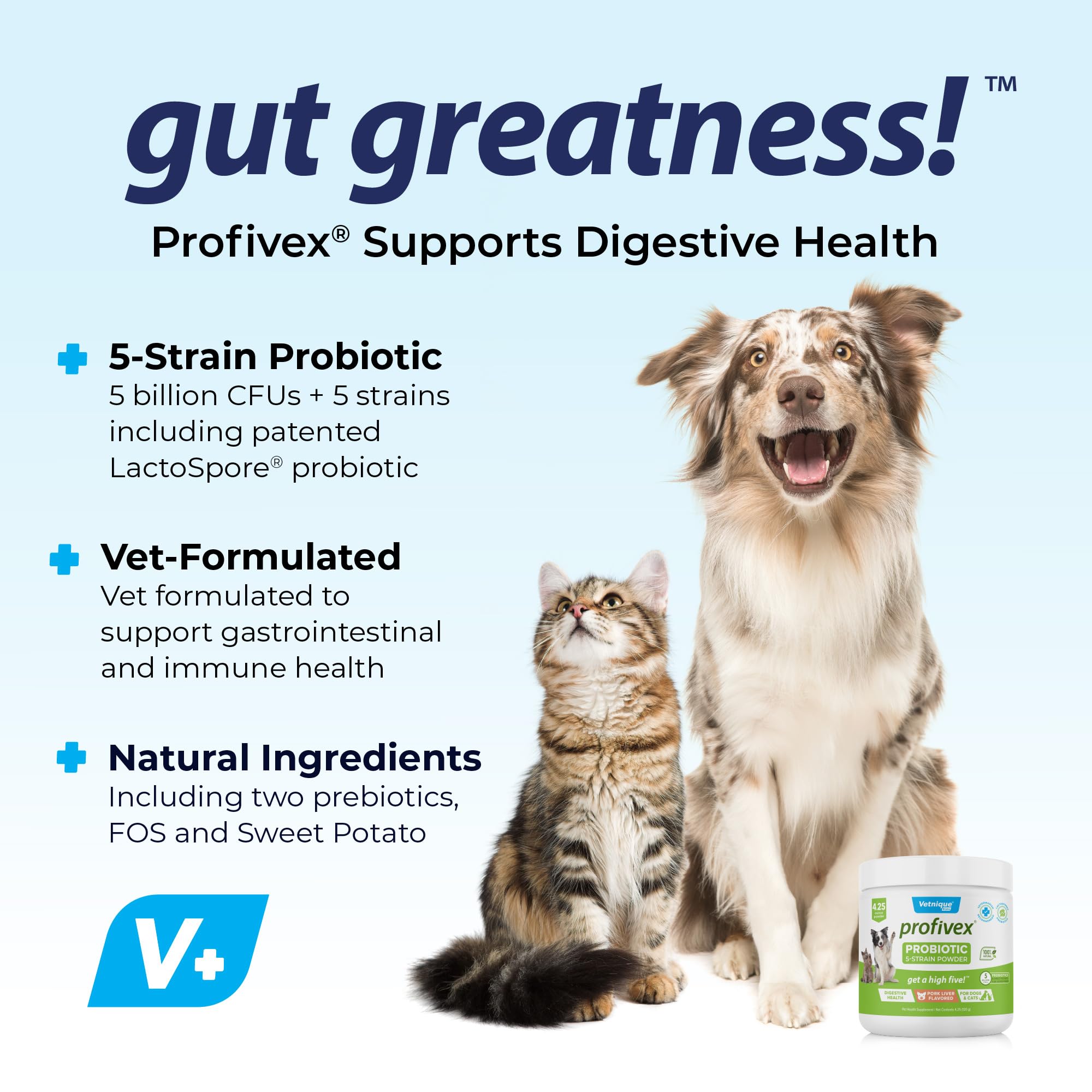 Vetnique Labs Profivex Probiotics for Dogs All Natural Dog Chews & Powder for Digestive Health Probiotic Supplements for Dogs 5 Strains of Probiotics & Prebiotics (Powder, 4.25oz)