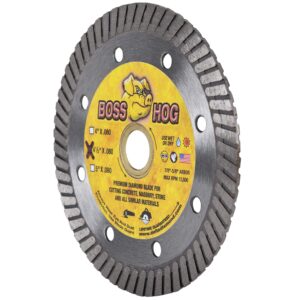 delta diamond boss hog 4 1/2 inch turbo premium diamond blade for masonry, brick, block, pavers, concrete, stone, wet/dry cutting, continuous rim (4.5")