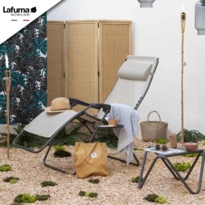 Lafuma Futura LFM3118-8548 Zero Gravity Outdoor Steel Framed Lawn Patio Recliner Folding Lounge Chair with Batyline Canvas, Seigle Grey