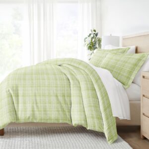 simply soft ultra soft polkadot patterned 3 piece duvet cover set, queen, moss