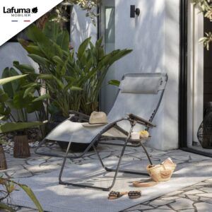 Lafuma Futura LFM3118-8548 Zero Gravity Outdoor Steel Framed Lawn Patio Recliner Folding Lounge Chair with Batyline Canvas, Seigle Grey