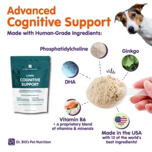 Dr. Bill’s Canine Cognitive Support | Memory Support Supplement Multivitamin for Dogs | Contains Gingko Biloba, L-Carnosine, Vitamin B-12, L-Glutamine, L-Tyrosine, and DHA for Adult and Senior Dog