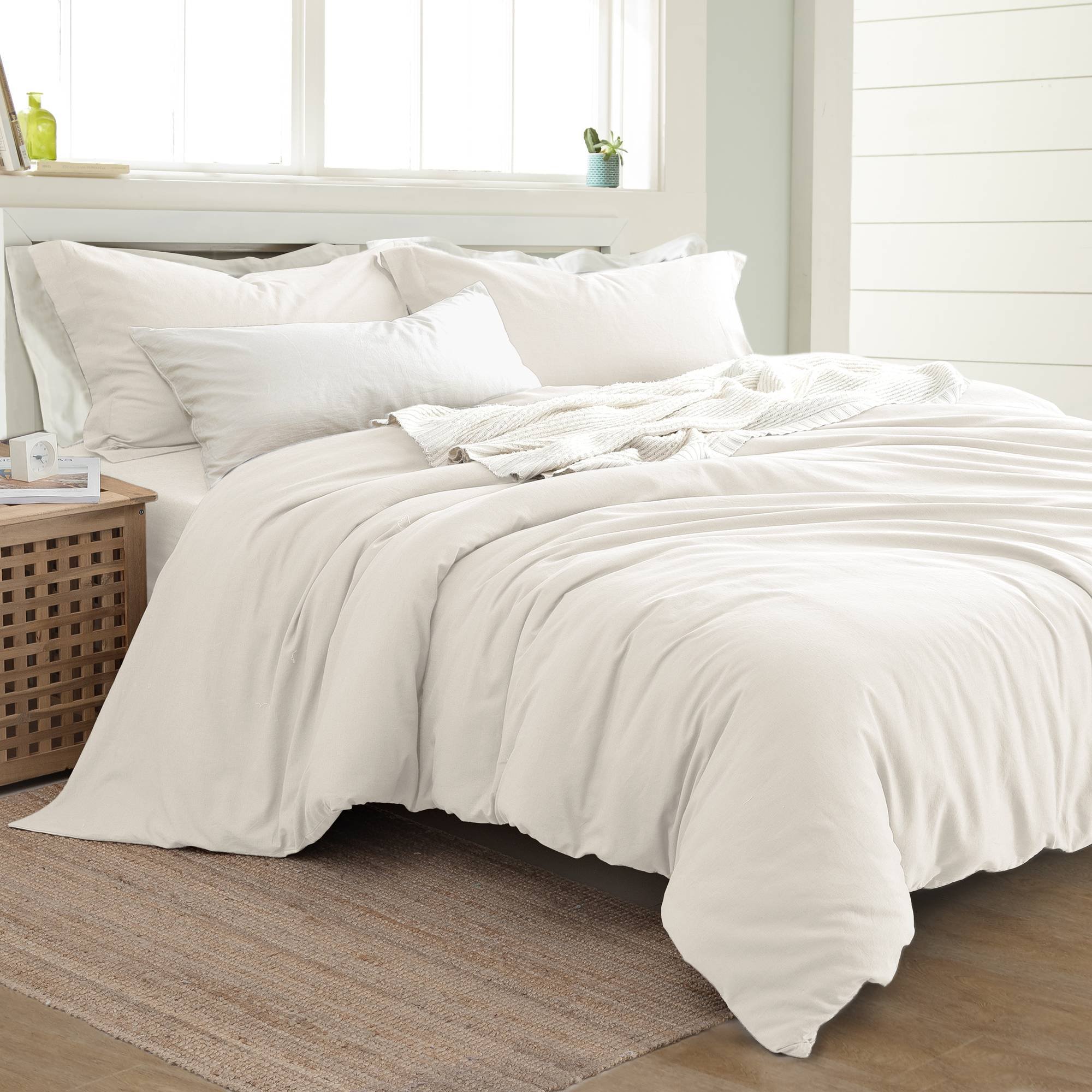 Amrapur Overseas | 3-Piece Linen Rich Duvet Set (White, Queen)