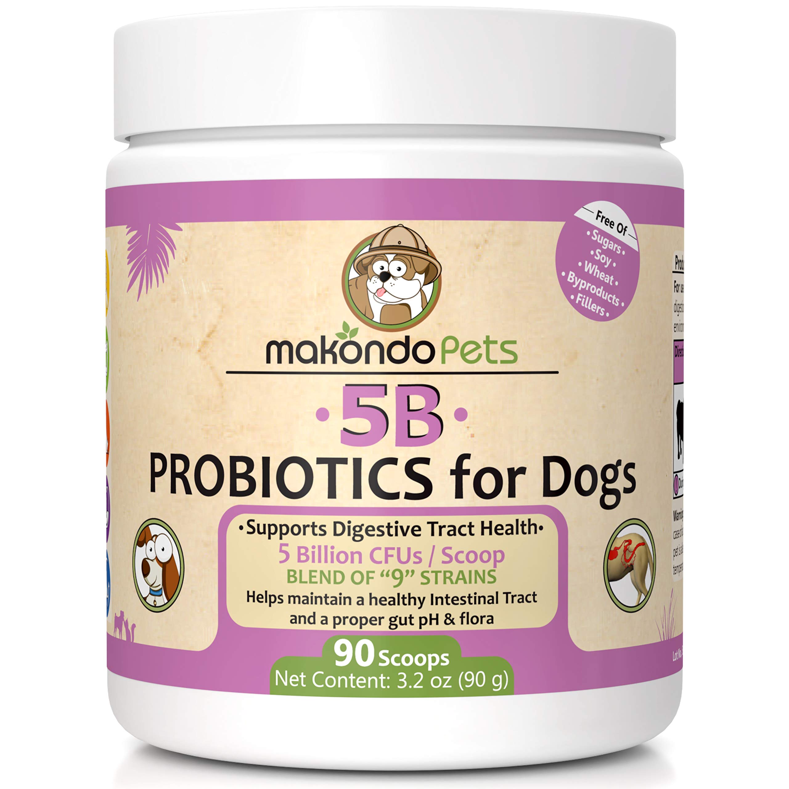 Probiotics for Dogs & Puppies–Extra Strength 9 Species, 5 Billion CFU per Scoop of Dog Probiotics and Digestive Enzymes for Dogs. Support Fiber for Dogs & Dog Allergy Relief– Powder Probiotic for Dogs