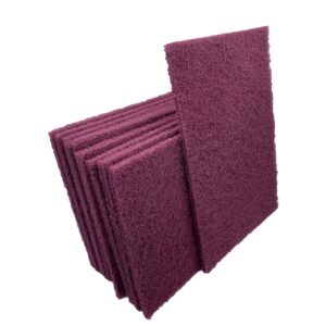 vsm 10-pack: 6" x 9", maroon - very fine, non-woven hand pad, aluminum oxide grains, rust and oxidation resistant, multipurpose abrasive scrub pad for finishing and cleaning