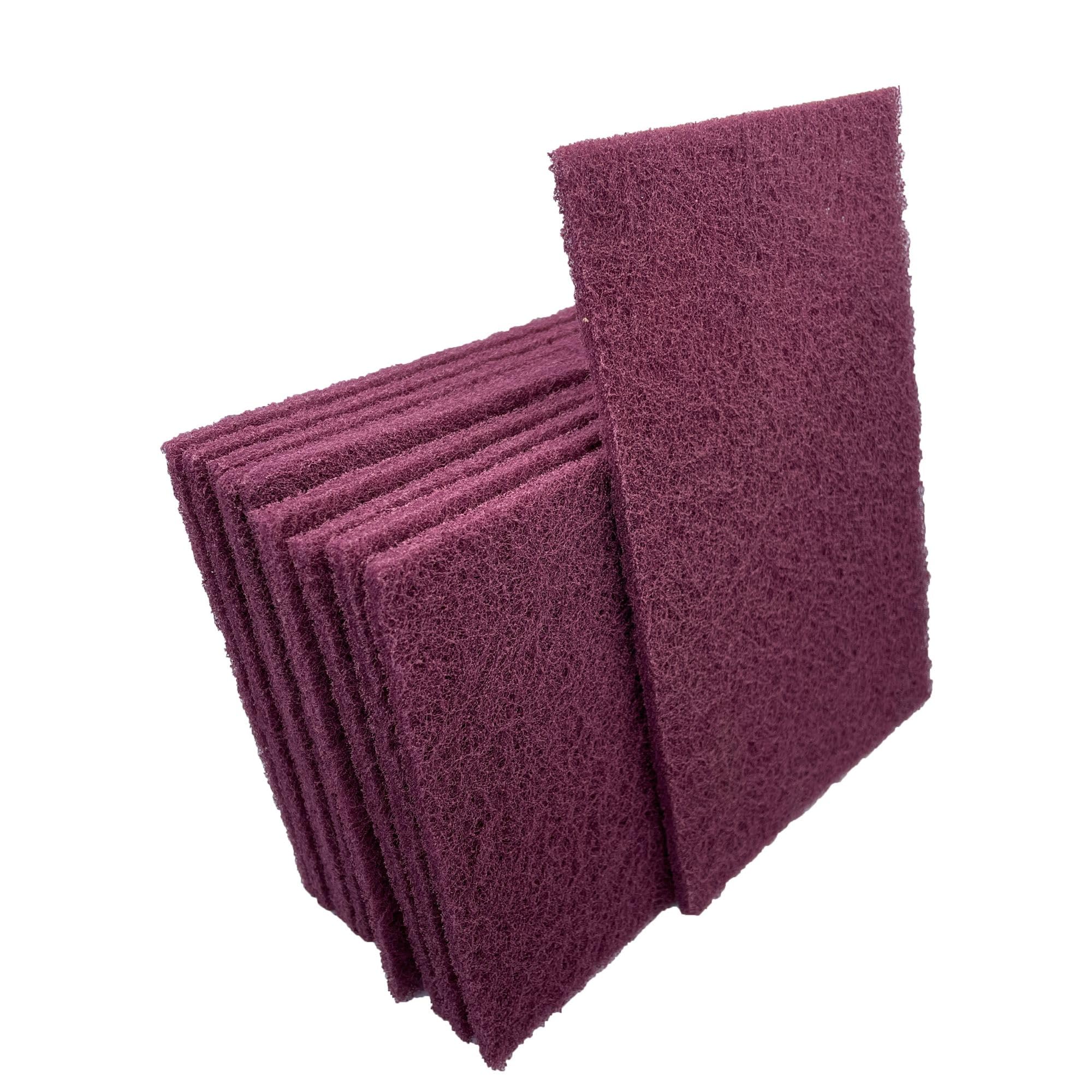 VSM 10-Pack: 6" x 9", Maroon - Very FIne, Non-Woven Hand Pad, Aluminum Oxide Grains, Rust and Oxidation Resistant, Multipurpose Abrasive Scrub Pad for Finishing and Cleaning