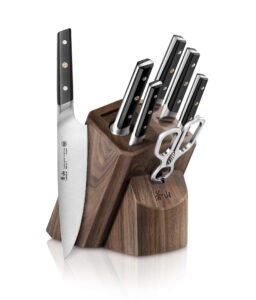 cangshan tc series 1021219 swedish 14c28n steel forged 8-piece knife block set, walnut