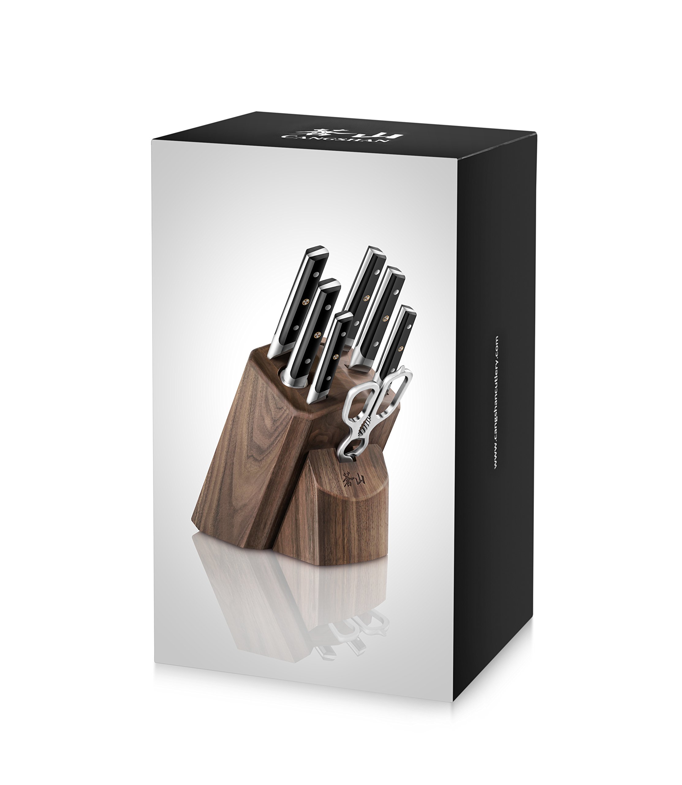 Cangshan TC Series 1021219 Swedish 14C28N Steel Forged 8-Piece Knife Block Set, Walnut