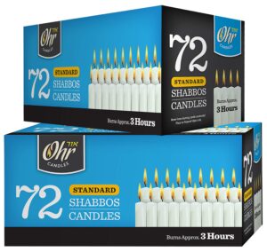 shabbat candles - traditional shabbos candles - 3 hour - 72 count, 2 pack (144 count) - by ohr