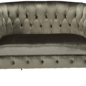 Christopher Knight Home Milani Tufted Scroll Arm Velvet Loveseat, Grey / Dark Brown