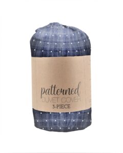 simply soft ultra soft polkadot patterned 3 piece duvet cover set, queen, navy