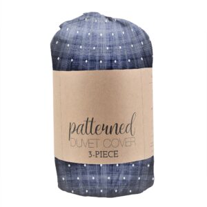 Simply Soft Ultra Soft Polkadot Patterned 3 Piece Duvet Cover Set, Queen, Navy