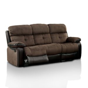 homes: inside + out payton reclining modern fabric sofa, brown/espresso