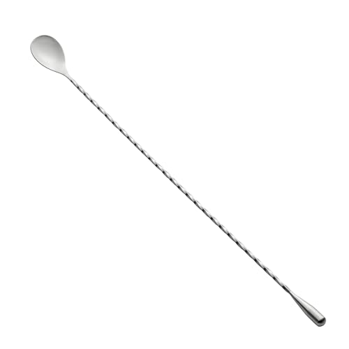 Restaurantware Bar Lux 16 Inch Bar Spoon 1 Corkscrew Handle Cocktail Stirrer Spoon - Long Commercial Stainless Steel Cocktail Mixing Spoon For Stirring And Mixing Cocktails For Professionals