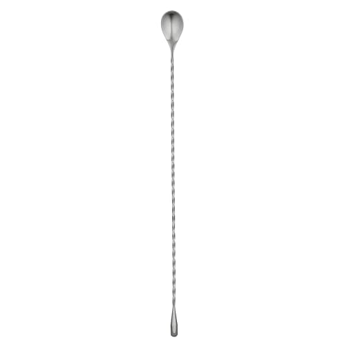 Restaurantware Bar Lux 16 Inch Bar Spoon 1 Corkscrew Handle Cocktail Stirrer Spoon - Long Commercial Stainless Steel Cocktail Mixing Spoon For Stirring And Mixing Cocktails For Professionals