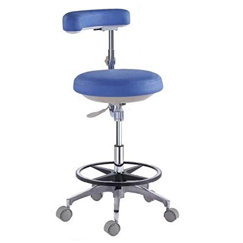 Dental Assistant Stool Nurse Chair Height Adjustable with Armrest Micro Fiber Leather