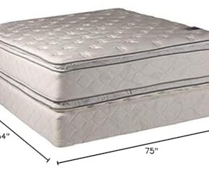 Dream Solutions Pillow Top Mattress and Box Spring Set (Full 54"x75"x12") Double-Sided Sleep System with Enhanced Cushion Support- Fully Assembled, Great for Your Back, Longlasting Comfort White