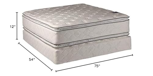 Dream Solutions Pillow Top Mattress and Box Spring Set (Full 54"x75"x12") Double-Sided Sleep System with Enhanced Cushion Support- Fully Assembled, Great for Your Back, Longlasting Comfort White