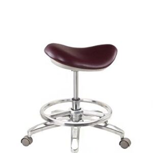 Deluxe Dental Nail Technician Saddle Stool Chair PU Leather Height Adjustable