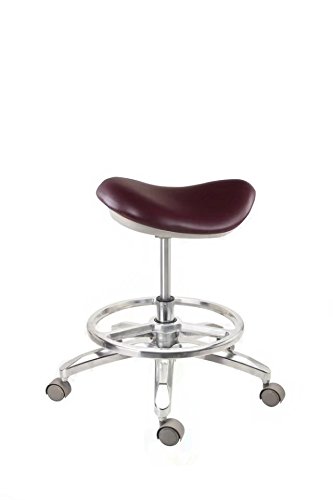 Deluxe Dental Nail Technician Saddle Stool Chair PU Leather Height Adjustable