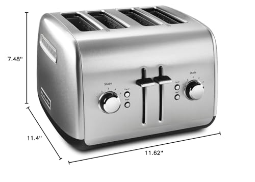 KitchenAid KMT4115SX Stainless Steel Toaster, Brushed Stainless Steel, 4 Slice (Pack of 1)