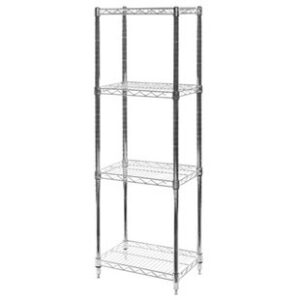 shelving inc. 12" d x 18" w x 64" h chrome wire shelving with 4 tier shelves, weight capacity 800lbs per shelf