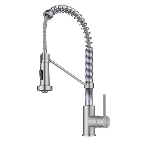 KRAUS Bolden Commercial Style 2-Function Single Handle Pull Down Kitchen Faucet in Stainless Steel/Chrome, KPF-1610SSCH (Pack of 1)