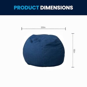 Flash Furniture Dillon Small Bean Bag Chair for Kids and Teens, Foam-Filled Beanbag Chair with Machine Washable Cover, Denim