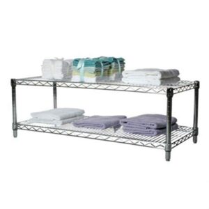 shelving inc. 24"d x 30"w chrome wire shelving with 2 tier shelves, weight capacity 800lbs per shelf