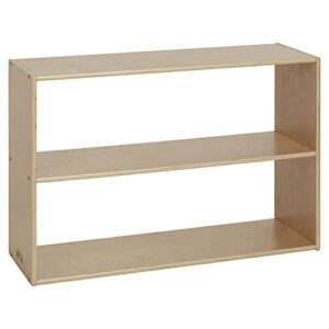 ecr4kids streamline 2-shelf storage cabinet, 24in high, double-sided display, natural