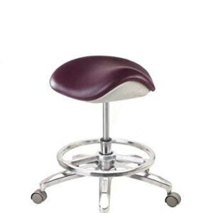 Deluxe Dental Nail Technician Saddle Stool Chair PU Leather Height Adjustable