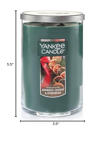 Yankee Candle Aromatic Orange & Evergreen Scented, Classic 22oz Large Tumbler 2-Wick Candle, Over 75 Hours of Burn Time