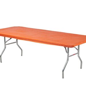 Kwik-Covers 6' Rectangle Plastic Table Covers 30" x 72", Bundle of 5 (Orange)