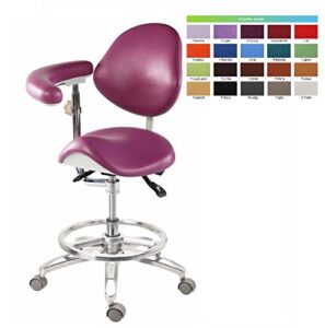 aphrodite dental deluxe mobile saddle chair micro fiber leather assistant doctor stools high end by purple-violet