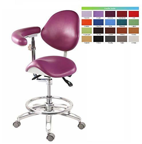 Aphrodite Dental Deluxe Mobile Saddle Chair Micro Fiber Leather Assistant Doctor Stools High End by Purple-Violet