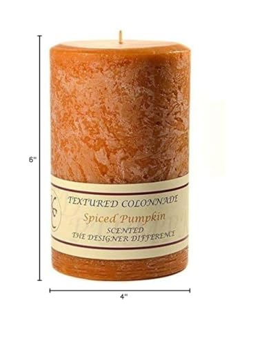 KYS Pack of 2, Textured 4" x 6" Pillar Candles Spiced Pumpkin for Weddings, Home & Event Decoration, Relaxation, Made in US