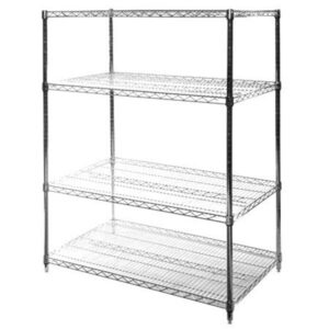 shelving inc. 24" d x 42" w x 72" h chrome wire shelving with 4 tier shelves, weight capacity 800lbs per shelf