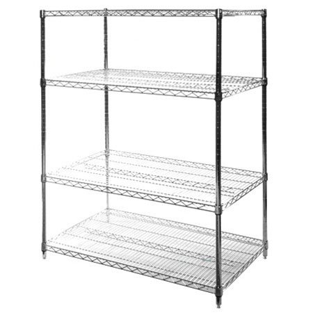 Shelving Inc. 24" d x 42" w x 72" h Chrome Wire Shelving with 4 Tier Shelves, Weight Capacity 800lbs Per Shelf