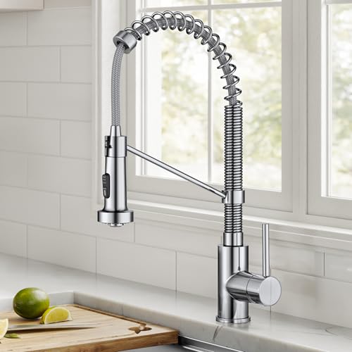 KRAUS Bolden Commercial Style 2-Function Single Handle Pull Down Kitchen Faucet in Chrome, KPF-1610CH (Pack of 1)