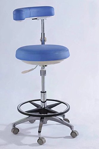 Dental Assistant Stool Nurse Chair Height Adjustable with Armrest Micro Fiber Leather