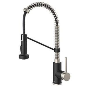 kraus bolden commercial style 2-function single handle pull down kitchen faucet in stainless steel/matte black, kpf-1610ssmb (pack of 1)