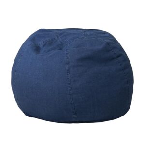 flash furniture dillon small bean bag chair for kids and teens, foam-filled beanbag chair with machine washable cover, denim