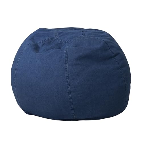 Flash Furniture Dillon Small Bean Bag Chair for Kids and Teens, Foam-Filled Beanbag Chair with Machine Washable Cover, Denim