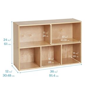 ECR4Kids Streamline 5-Compartment Storage Cabinet, 24in, Classroom Furniture, Natural